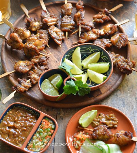 Rice Bowl Tales Skewered Satay Chicken With Spicy Peanut And Sweet And Sour