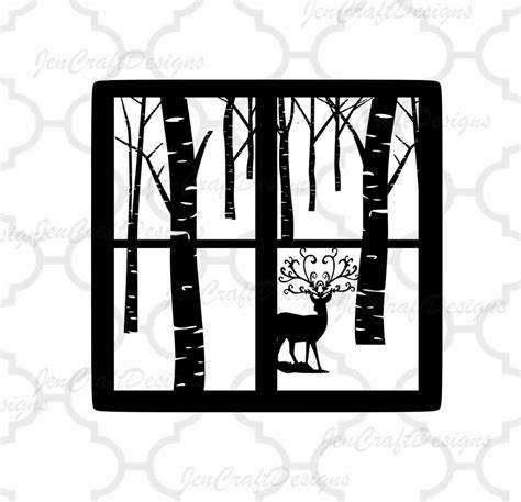 Christmas Reindeer Winter Scene Svg Christmas Svg Glass Block Etsy