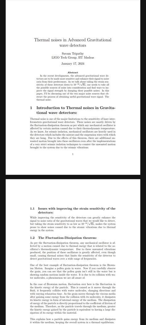 Suvam Tripathy On Linkedin A Report That I Made On Thermal Noises Observed In Advanced