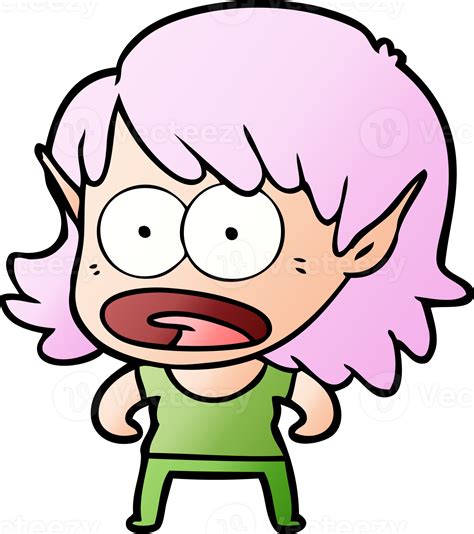 Cartoon Shocked Elf Girl 44949877 Png