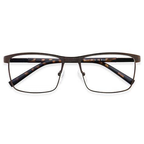 94117 Rectangle Browline Brown Eyeglasses Frames Leoptique