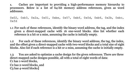 Solved Please Do Only Caches Are Important To Providing A High