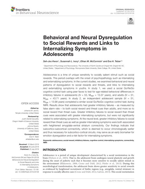 Pdf Behavioral And Neural Dysregulation To Social Rewards And Links