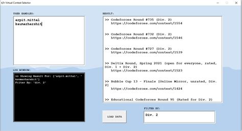 Github Arpitmittal468codeforces Virtual Contest Selector