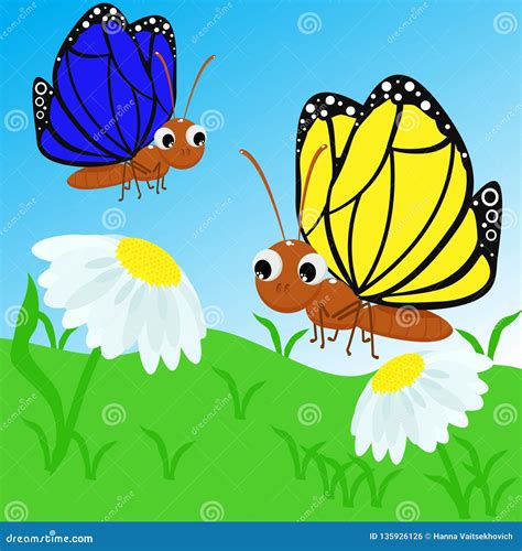 Butterfly On A Flower Vector Illustration Eps Stock Vector