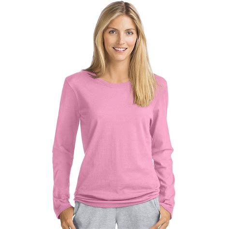 Hanes Womens Long Sleeve Crewneck T Shirt O9133