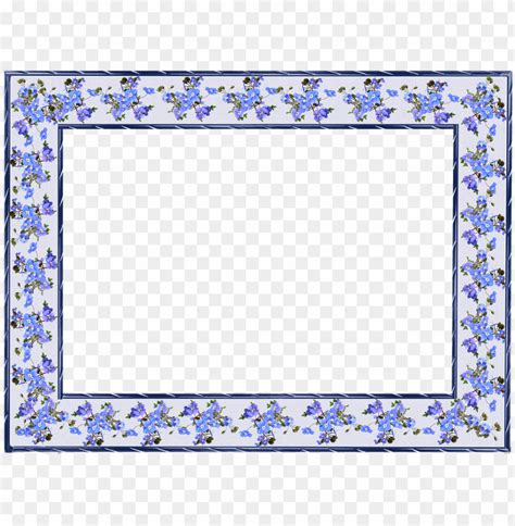 Free Download Hd Png Frame Blue Flowers Decorative Design Marco De