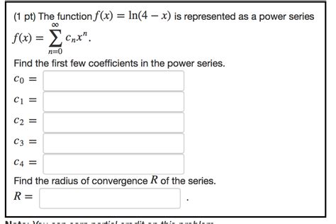 solved 1 pt the function f x ln 4 x s represented
