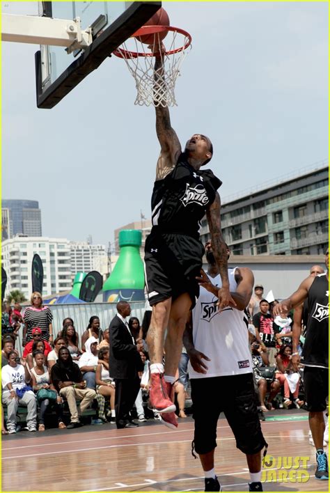 Chris Brown Plays Basketball At The Bet Experience Fan Fest Photo