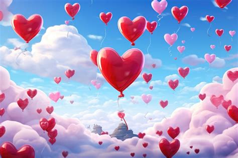 Premium Ai Image A Delightful Scene Of Numerous Hearts Gracefully
