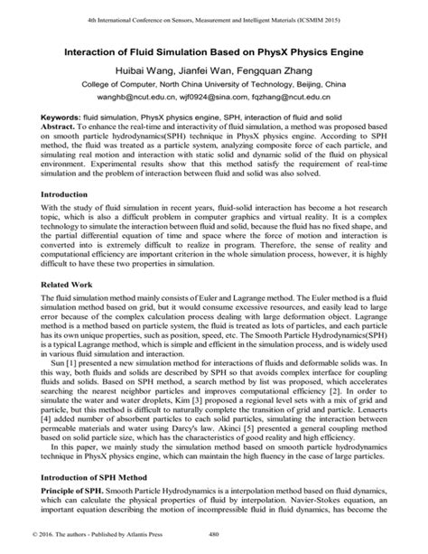 Interaction Of Fluid Simulation Based On PhysX Physics Engine