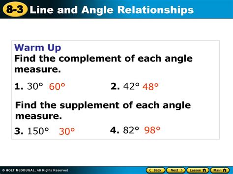 Warm Up Find the complement of each angle measure ° ° 60° 48° - ppt download