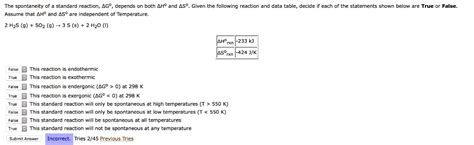 The Spontaneity Of A Standard Reaction Depends On Both Î”h And Î”s