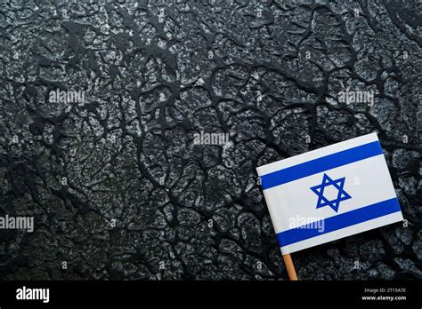 Usa Israel Flags Two Small American And Israeli Flags Lie On Black Old