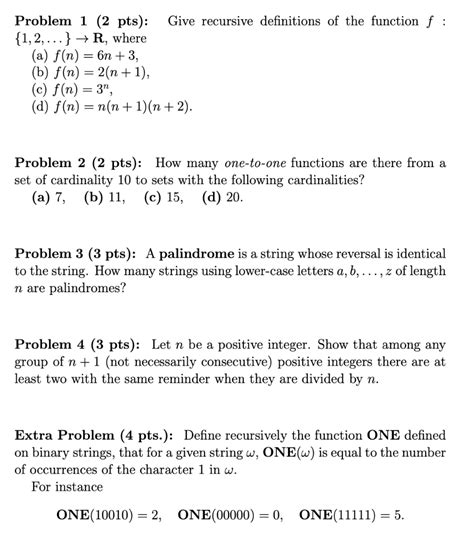 Solved Problem 1 2 Pts Give Recursive Definitions Of The