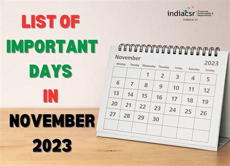 List Of Important Days In November 2023 National International And