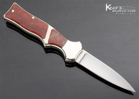 Jim Serven Custom Knife Red Coral Interframe Night Stalker Automatic Button Lock Knife Purveyor