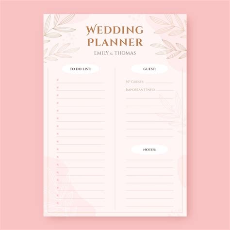 Free Vector Wedding Planner Template Design