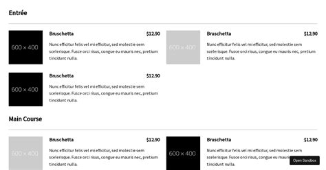 Restaurant Menu With HTML CSS Forked Codesandbox