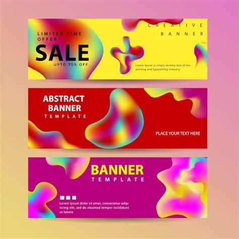 Conjunto de banners líquidos gráficos modernos abstratos ondas