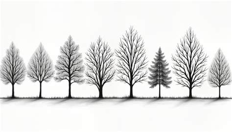 side view of various trees different tree types sizes shown simple