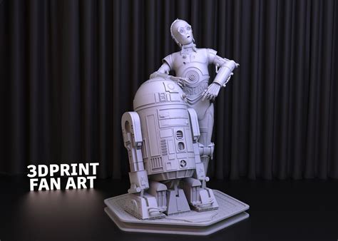 R2d2 And Cp30 Star Wars Stl File 3d Movie Printed Stl Etsy Australia