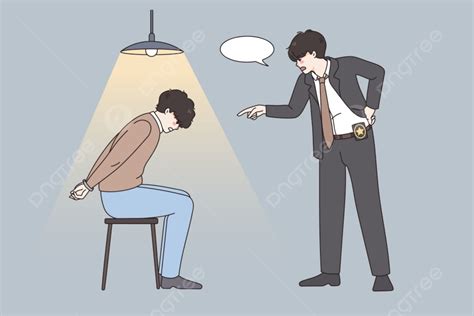 경찰 탐정 질문 부서에서 수갑에 범죄자를 심문 조사 경관 모임 Png 일러스트 및 벡터 에 대한 무료 다운로드 Pngtree