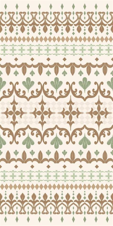 Intricate Refine Earth Tone Brown And Green Elfs Village Theme Design On Light Beige Background