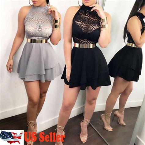 Womens Sleeveless Bandage Bodycon Evening Party Cocktail Club Short