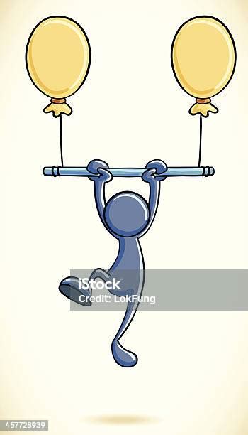 Flying With Balloon向量圖形及更多一個人圖片 一個人 人 人手 Istock
