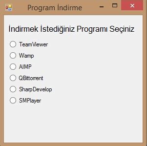 C Sharp Form Application Uygulama İndirme Simülasyonu