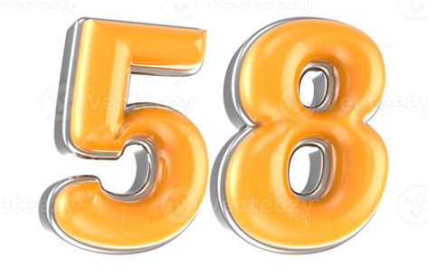 White And Yellow Number 58 3D Render 51805015 PNG