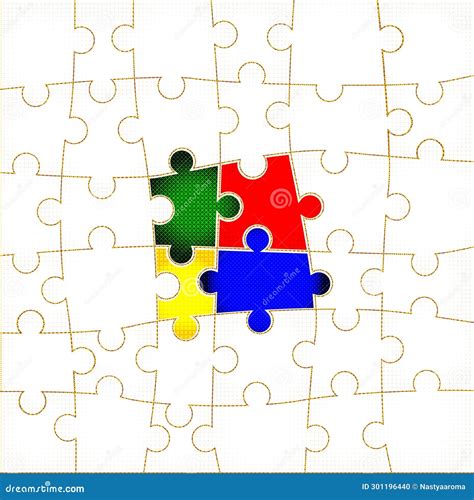 Jigsaw Or Tiling Puzzles Grid Empty Templates For Your Images Design Blank Mockup Mosaic