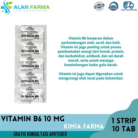 Jual Vitamin B6 10 Mg Vitamin B6 Kimia Farma Shopee Indonesia