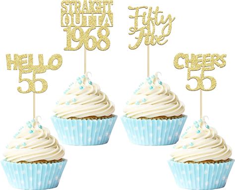 Gyufise 24 Pack 55th Birthday Cupcake Toppers Gold Ubuy India