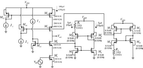 Telescopic Cascode With Body Biasing Circuitry All Transistor Sizes