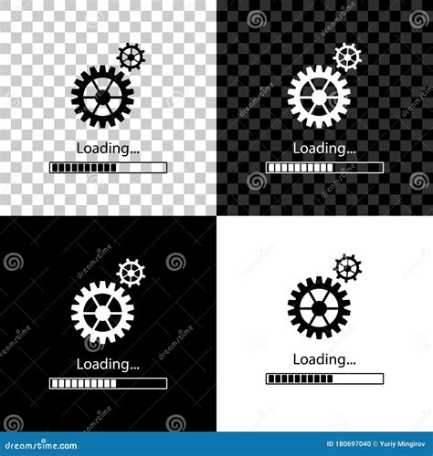 Loading And Gear Icon Isolated On Black White And Transparent Background Progress Bar Icon