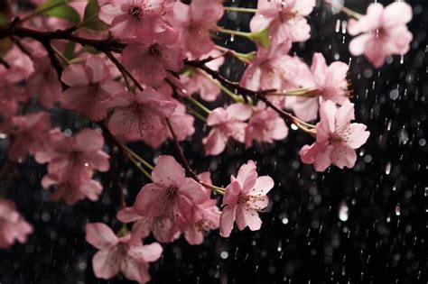 Cherry Blossom Rain Premium Ai Generated Image