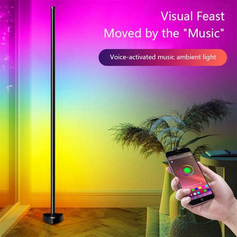 Living Room Dimmable Corner Floor Lamp 141cm Stand Bluetooth Rgb Led M