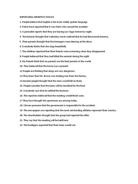 Impersonal Infinitive Passive Voice Rephrasing Pdf