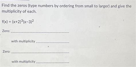 Solved Find The Zeros Type Numbers By Ordering From Small Chegg