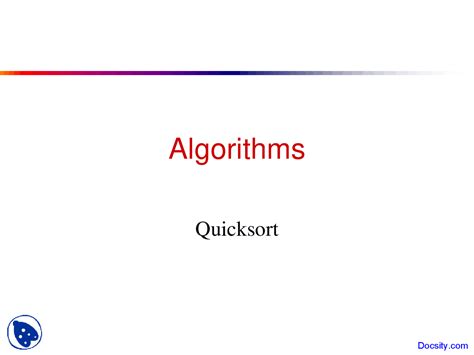 Quicksort Two Introduction To Algorithms Lecture Slides Docsity