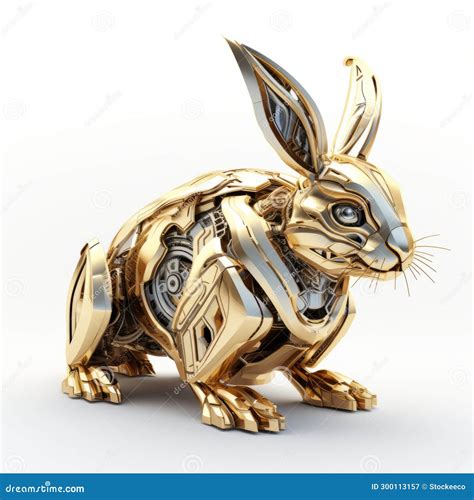 Futuristic Golden Motor Driven Bunny A D Rendering Of Creative