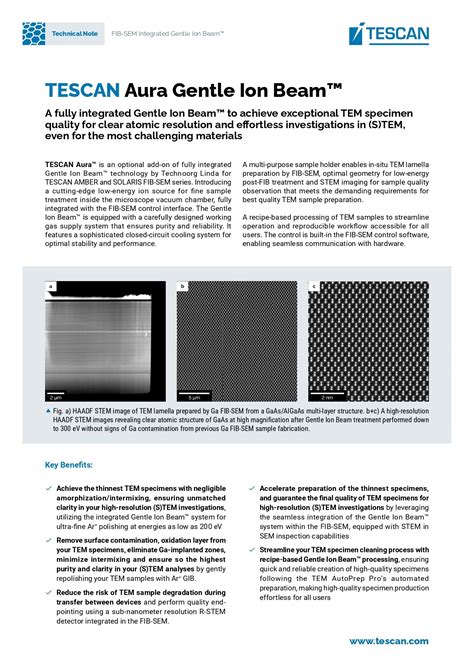 achieve unparalleled tem specimen quality with tescan aura™ gentle ion