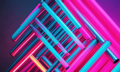 3d Complex Structure Composed Numerous Blue And Pink Lines Creating