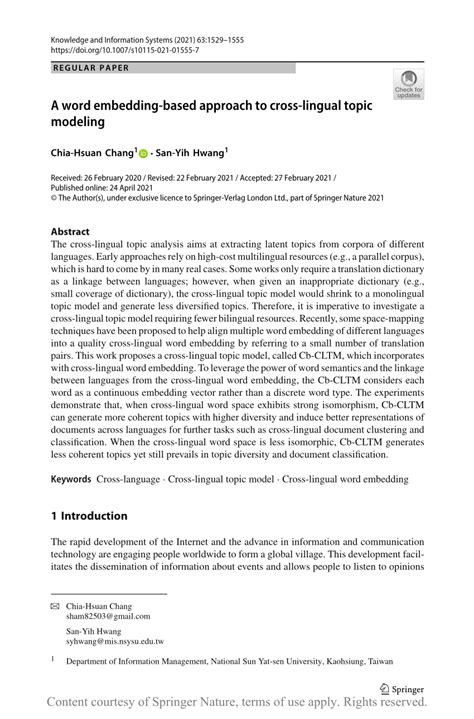 a word embedding based approach to cross lingual topic modeling