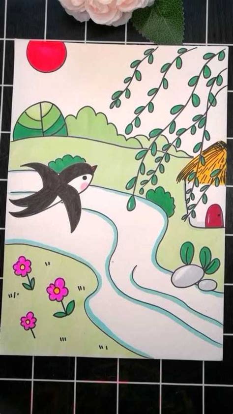 燕子图片简笔画彩图 燕子图片简笔画彩图大全 画趣文库（我爱生活）