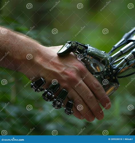 Human Technology Unity Expressed Through A Handshake Generative Ai