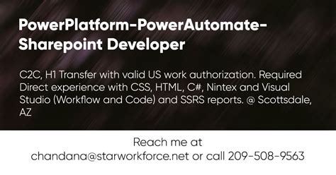 Powerplatformpowerautomatesharepoint Developer Startekk