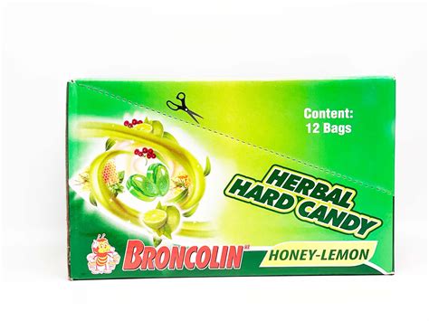 Broncolin Display Verde Herbal Hard Candy Honey Lemon Con 12 Bolsas Us El Cipote Kc Import And